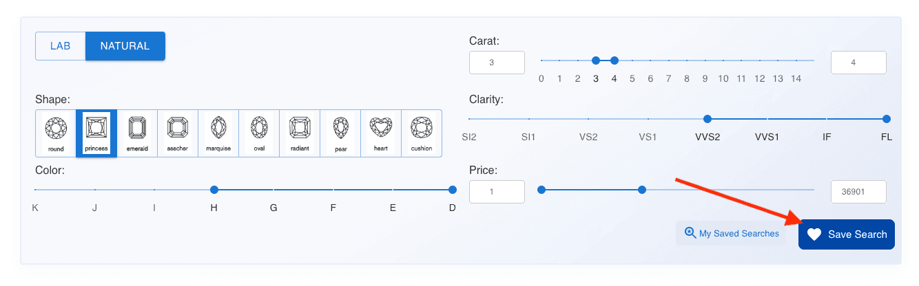 Saving your diamond search - step 1