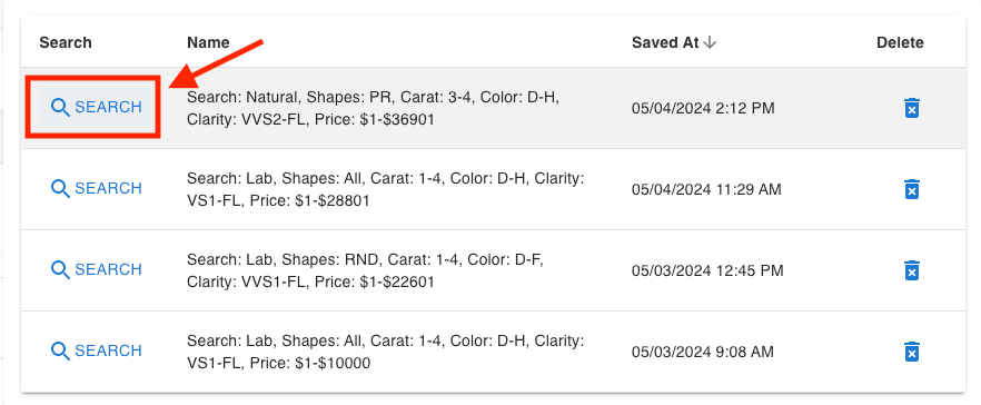 Saving your diamond search - step 3